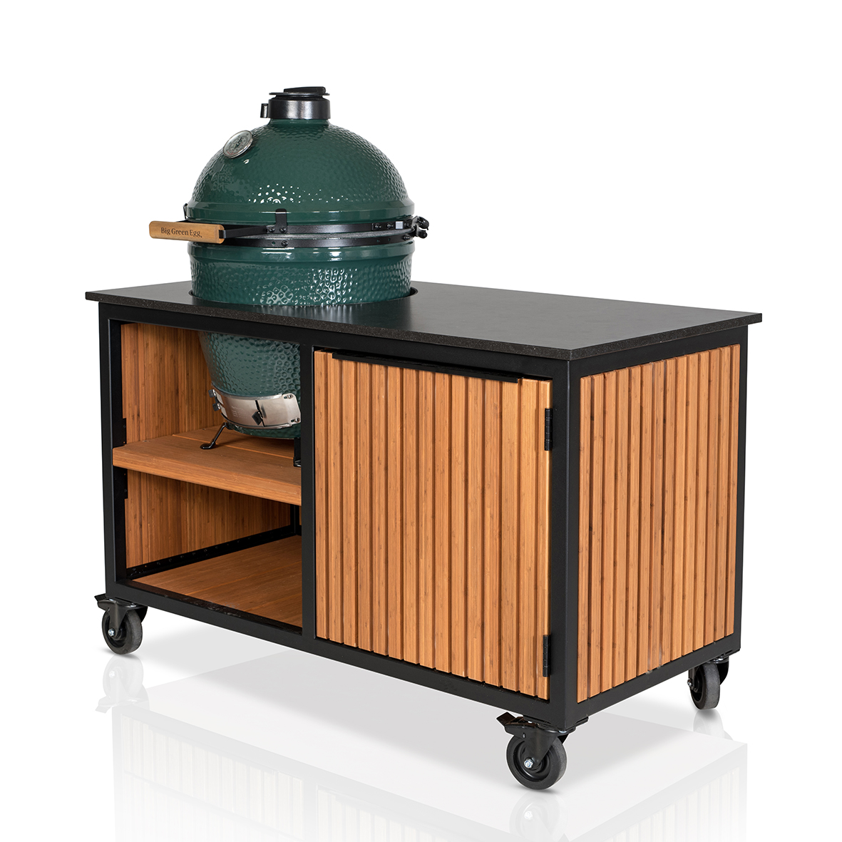 Big Green Egg Large + Fraaii Tafel Bamboo Teak Oil Rhombus Storage ...